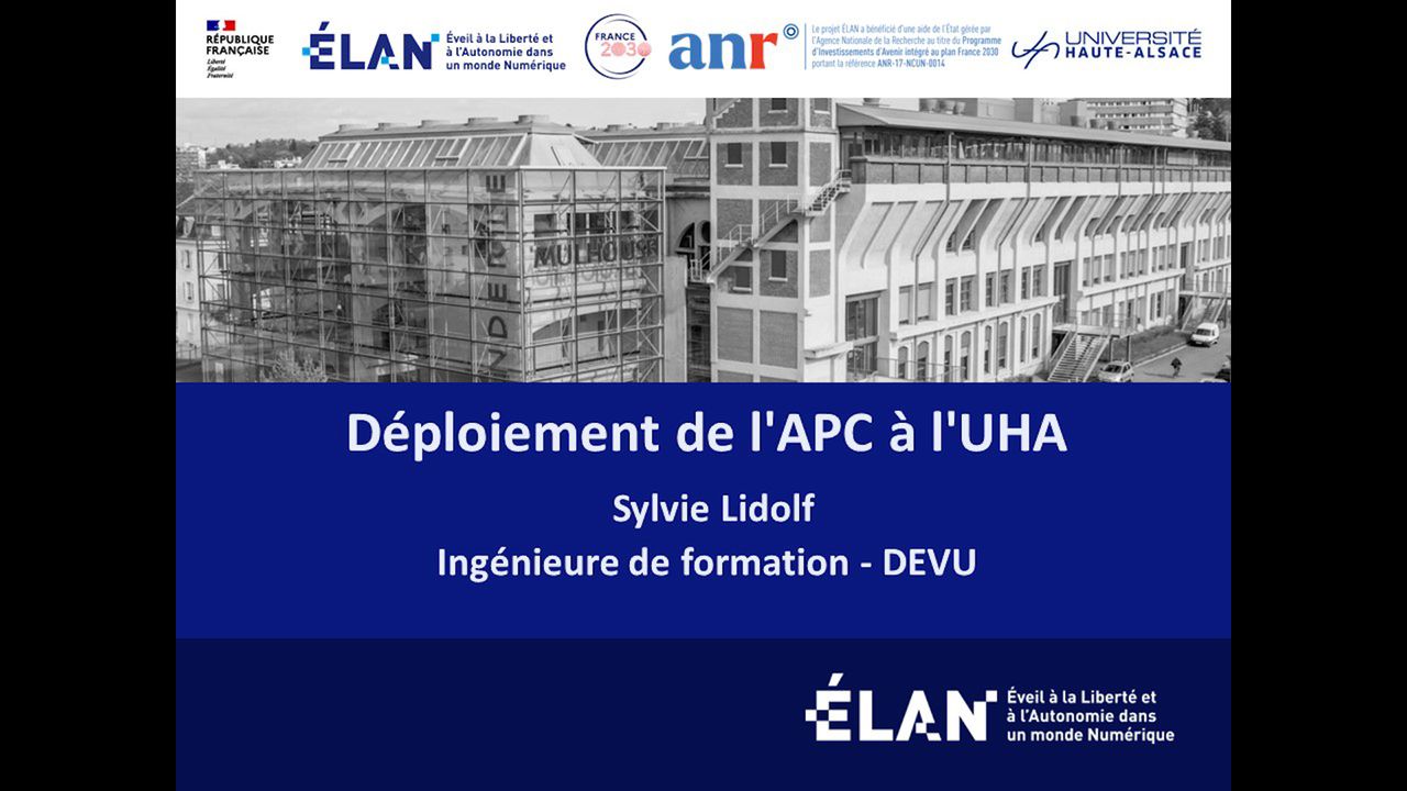 UHA.Pod - Projet ELAN - Déploiement Et Mise En Œuvre De L’Apc Et De